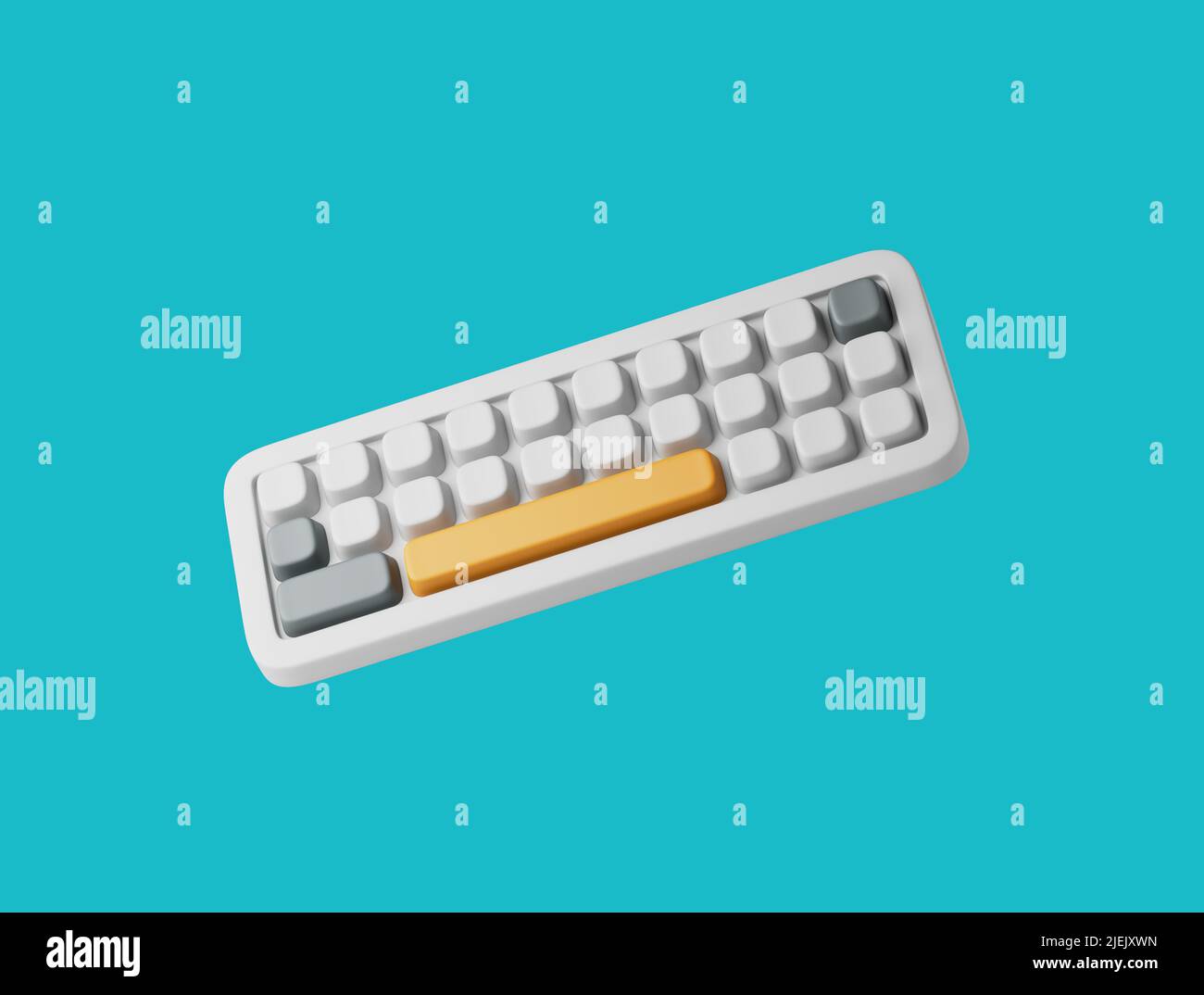 Simple old school keyboard 3d render illustration. Isolated object on ...