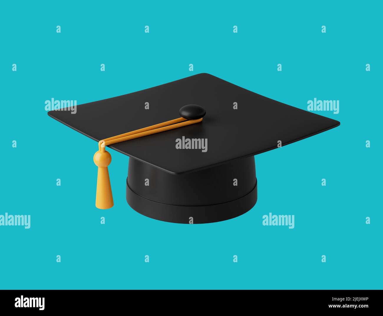 Simple graduation cap 3d render illustration. Isolated object on ...