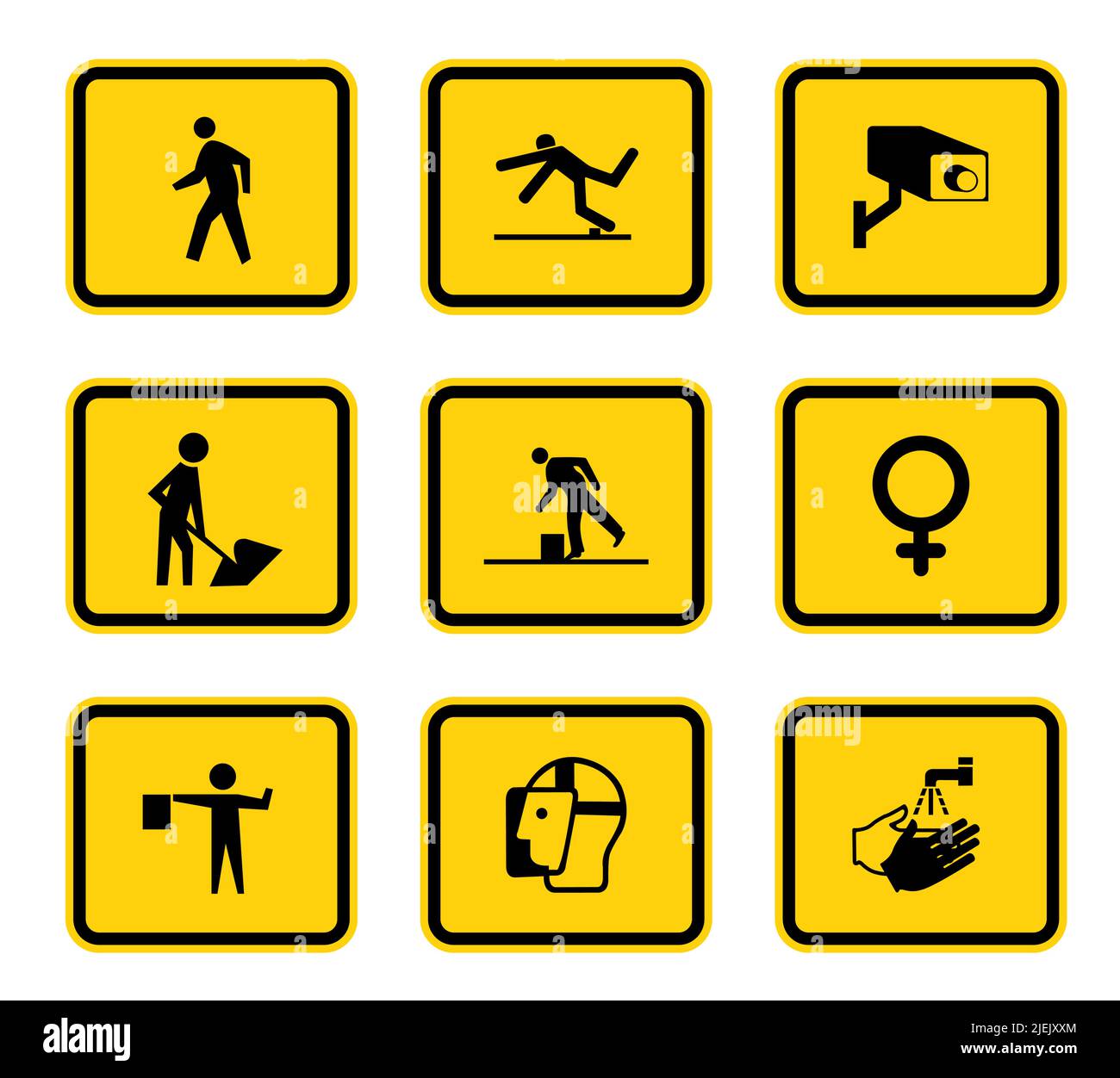 Warning Hazard Symbols labels Sign Isolated on White Background,Vector ...