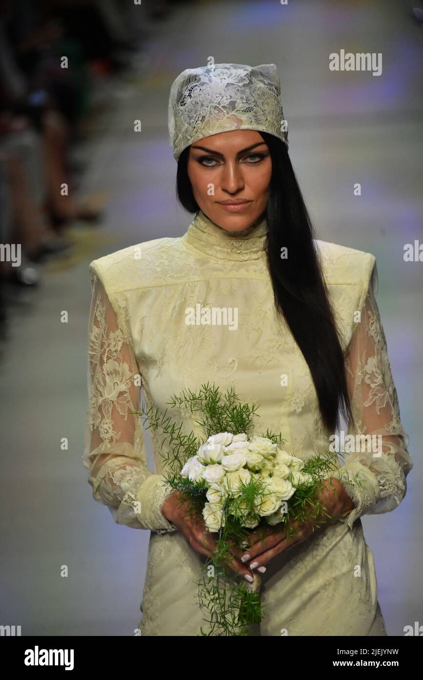 Moscow. Models during display of a collection of clothes of the Venera ...