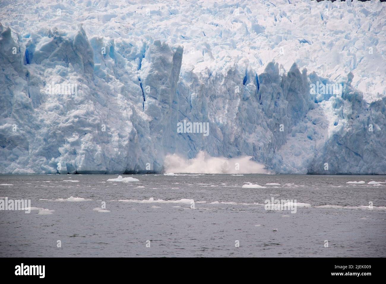 Ice collapse at the San Rafael Glacier view from the lagoon, Patagonia ...