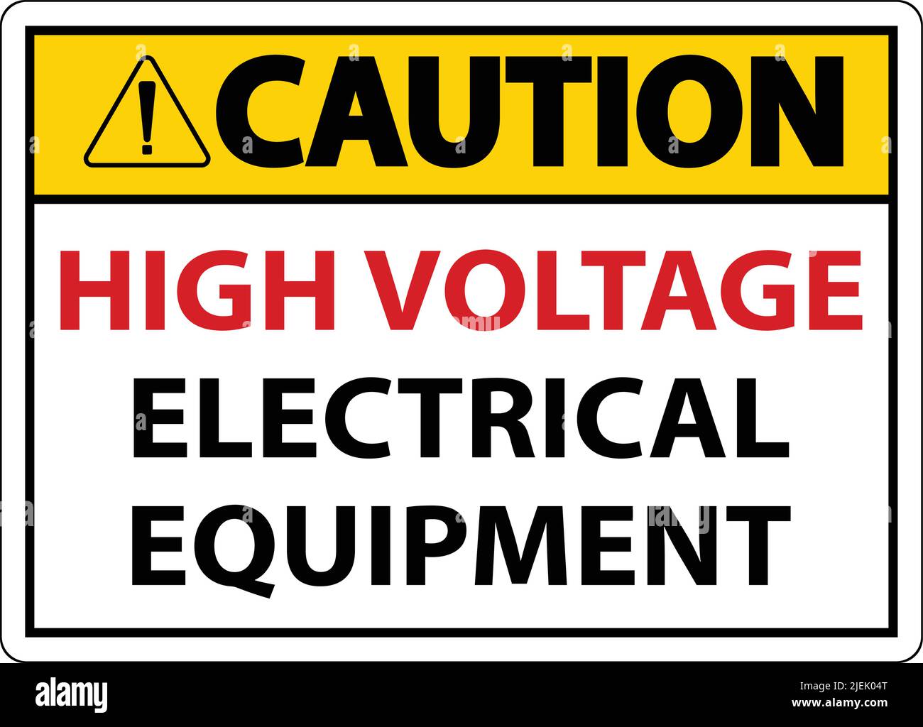 Caution High Voltage Equipment Sign On White Background Stock Vector ...