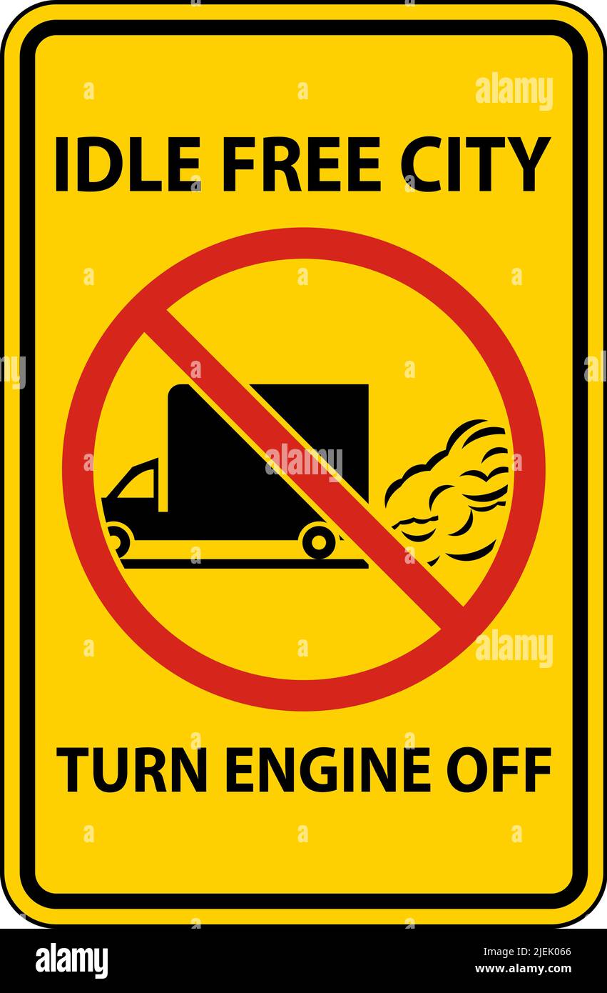 Idle Free City Turn Off Engine Sign On White Background Stock Vector ...