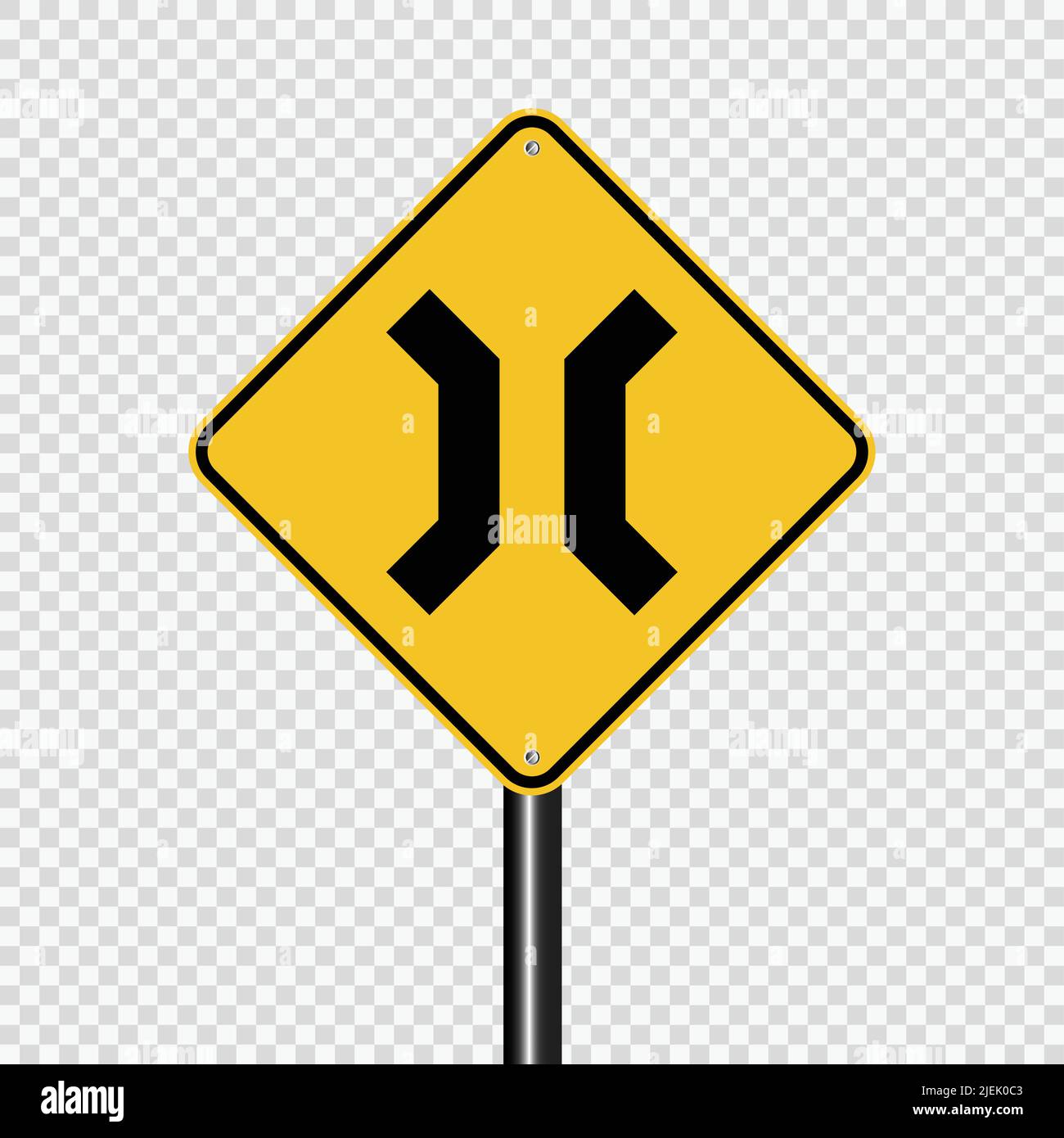 Approaching narrow bridge sign on transparent background,vector ...