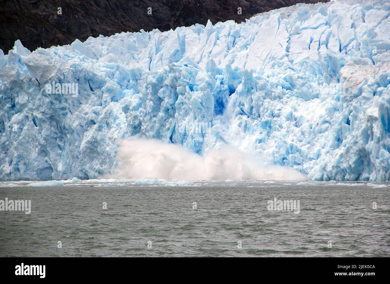 Ice collapse at the San Rafael Glacier view from the lagoon, Patagonia ...