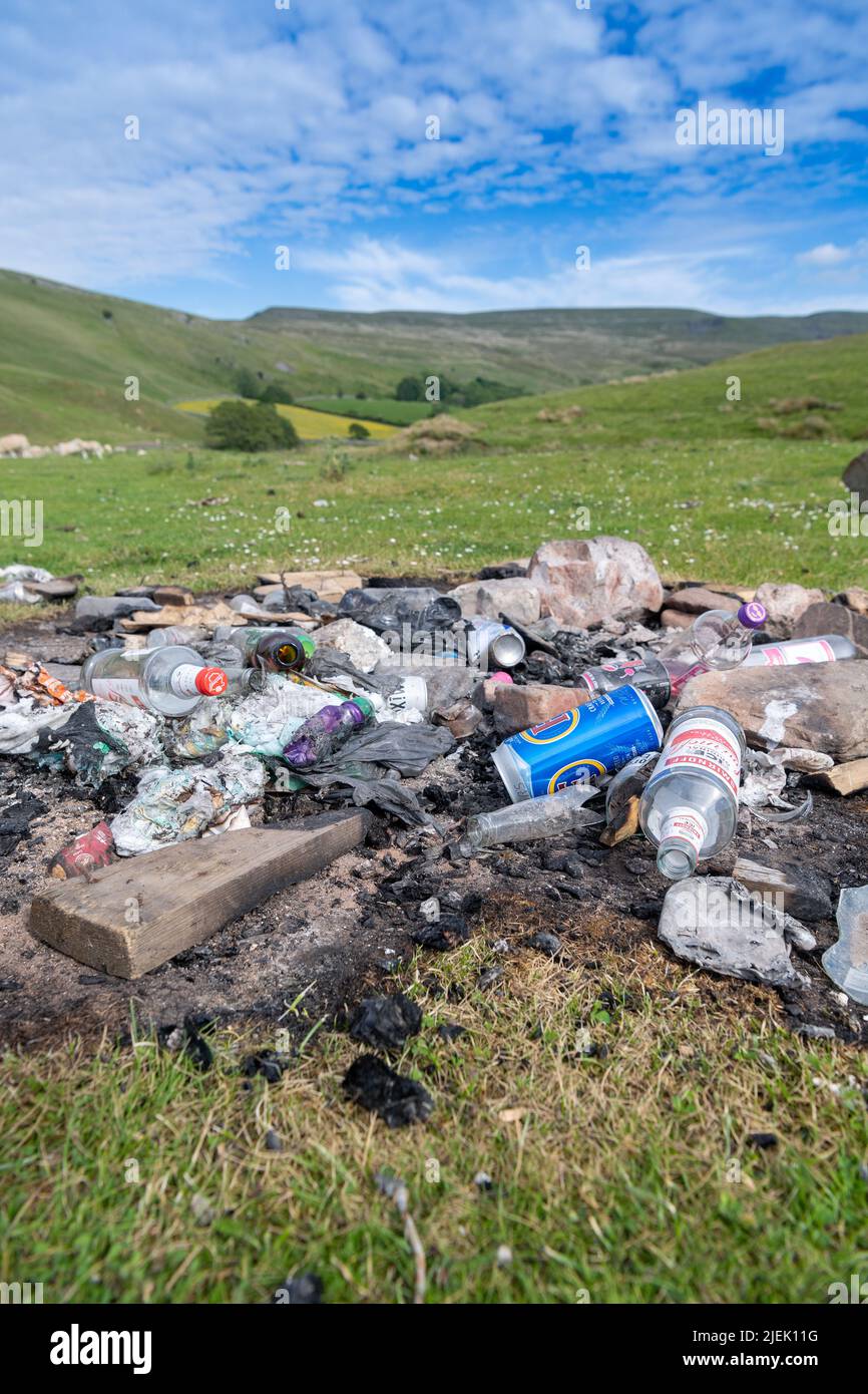 Rubbish left in countryside after campers have left their litter after ...