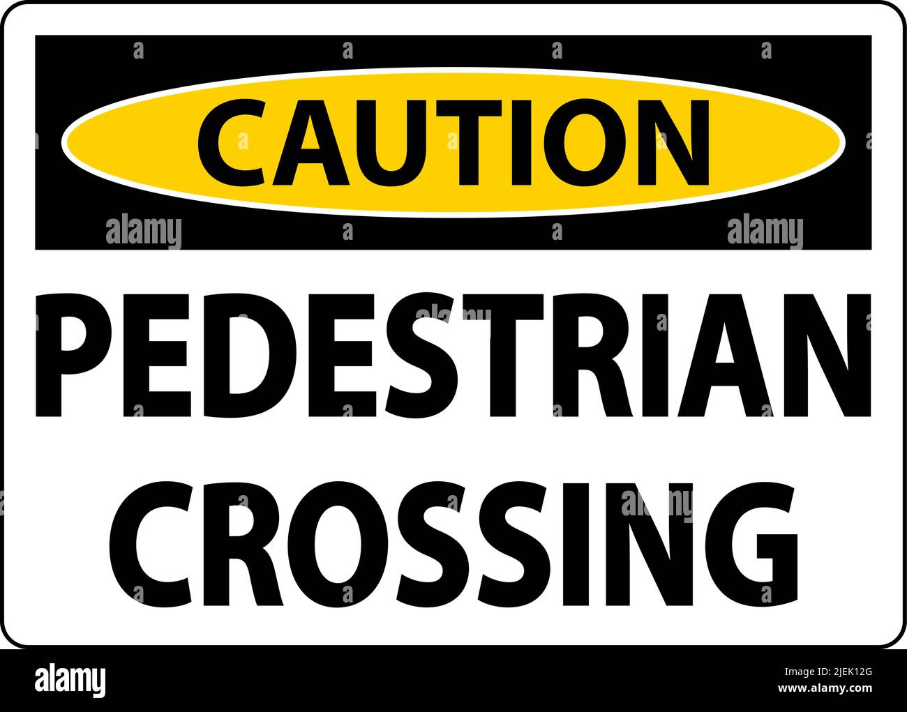 Caution Pedestrian Crossing Sign On White Background Stock Vector Image ...