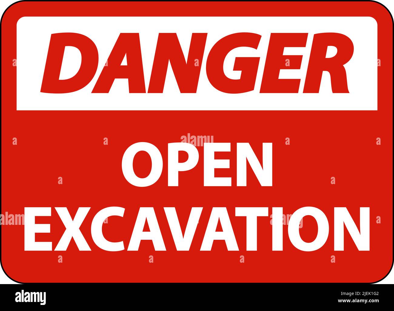 Danger Open Excavation Sign On White Background Stock Vector Image ...
