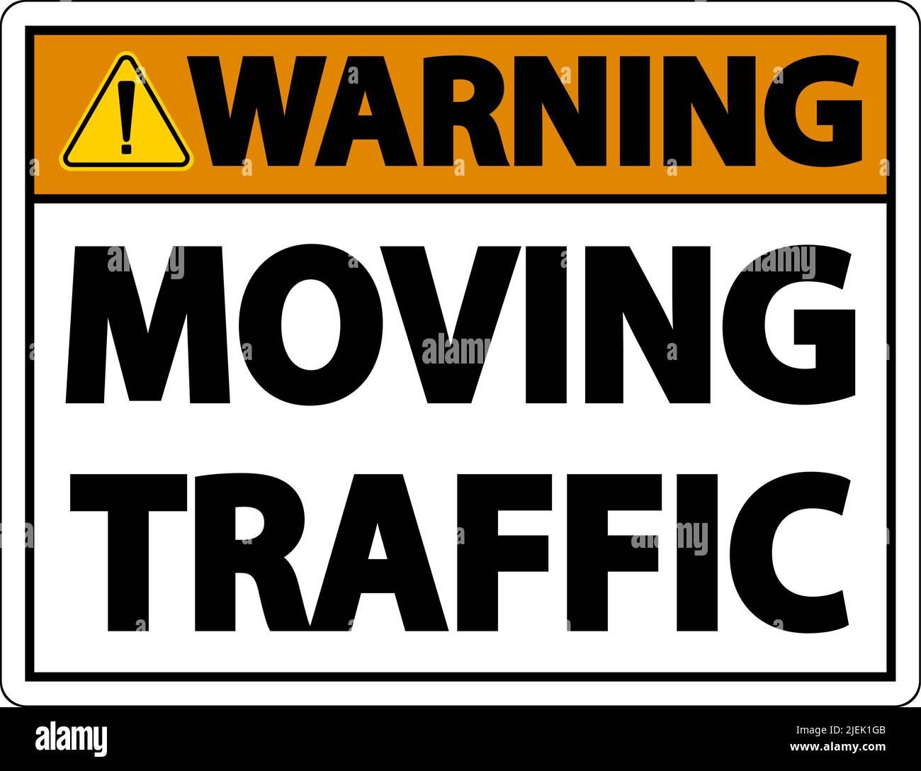 Warning Moving Traffic Sign On White Background Stock Vector Image ...