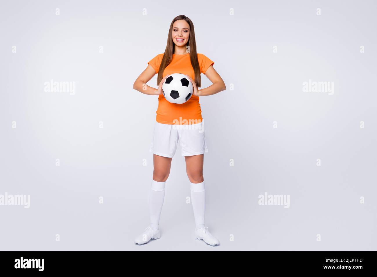 Full size photo of cool joyful lady player holland soccer team euro cup ...