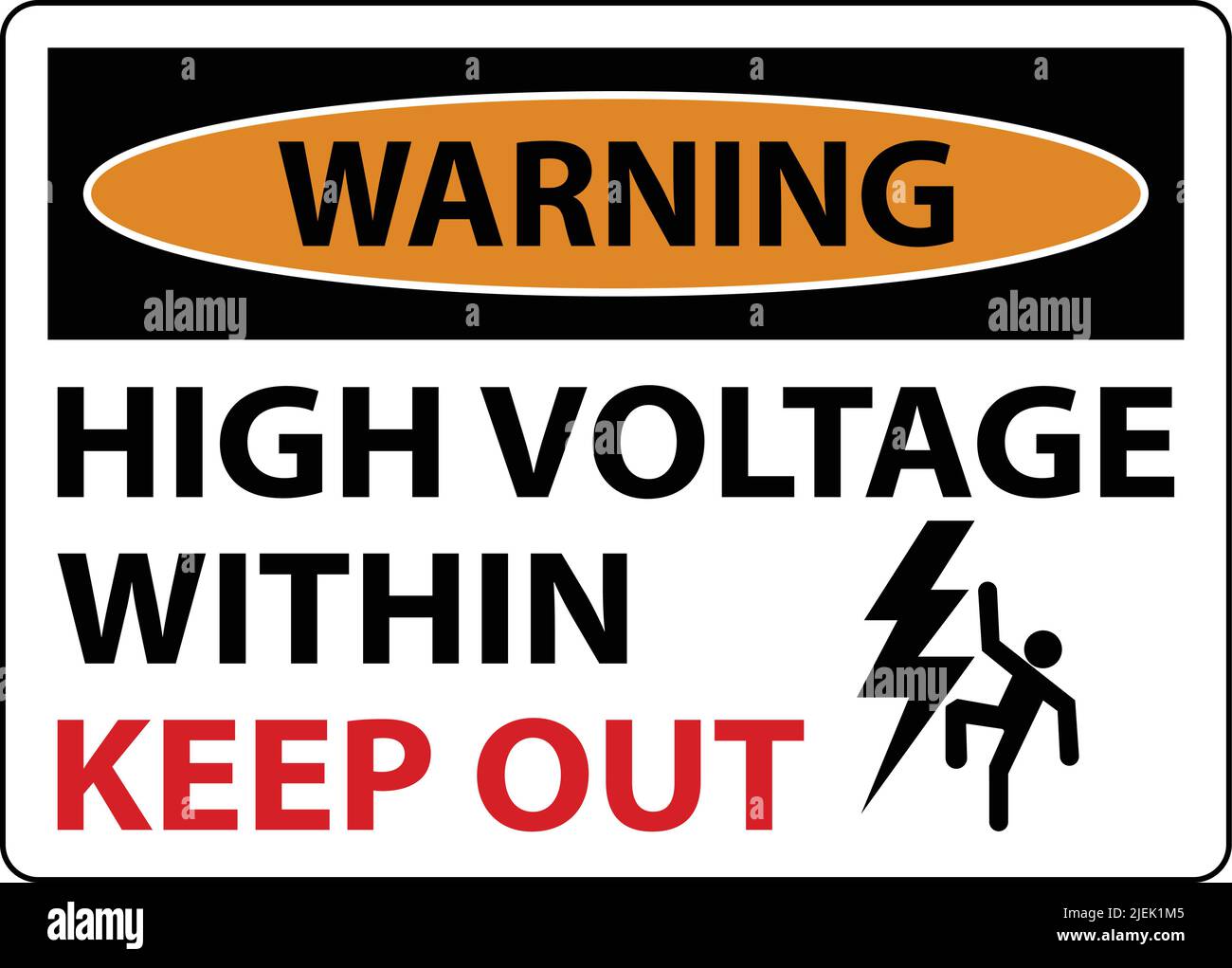Warning High Voltage Within Keep Out Sign On White Background Stock ...