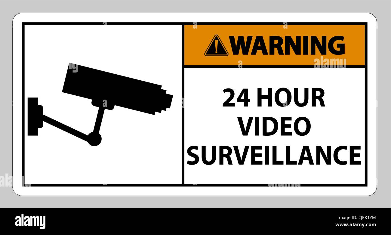 Warning Sign CCTV 24 Hour Video Surveillance Stock Vector Image & Art ...