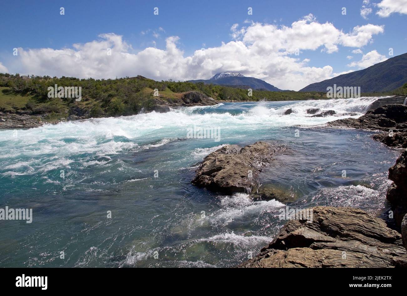 Rapids at the confluence of Baker River and Nef River, Patagonia, Chile ...