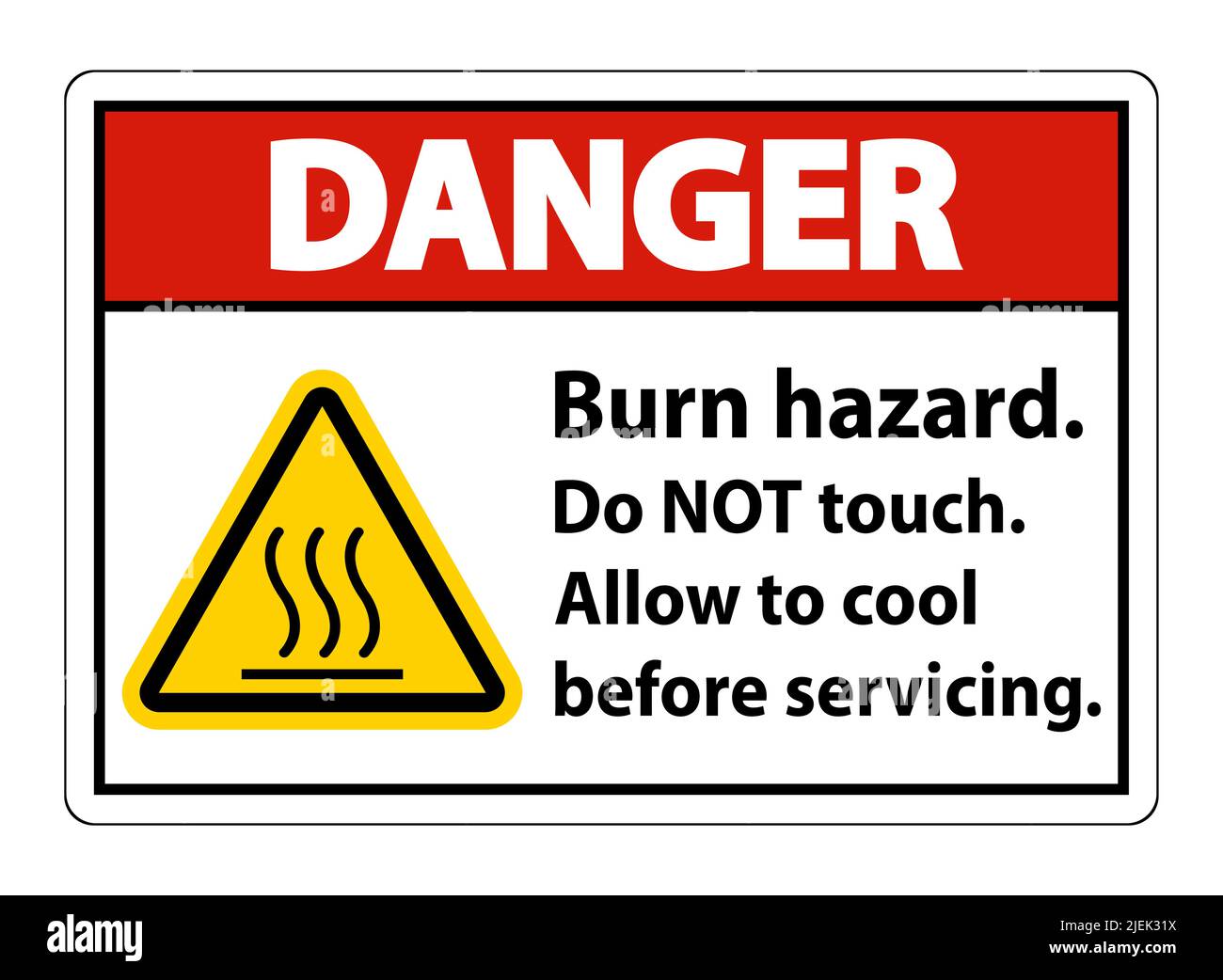 Danger Burn hazard safety,Do not touch label Sign on white background ...