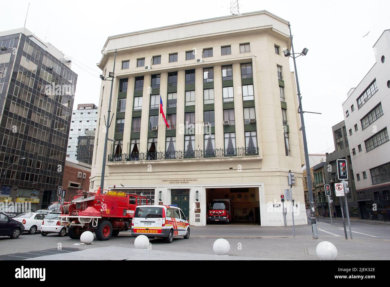 View of the Headquarters of the firefighters in Valparaiso, Chile ...