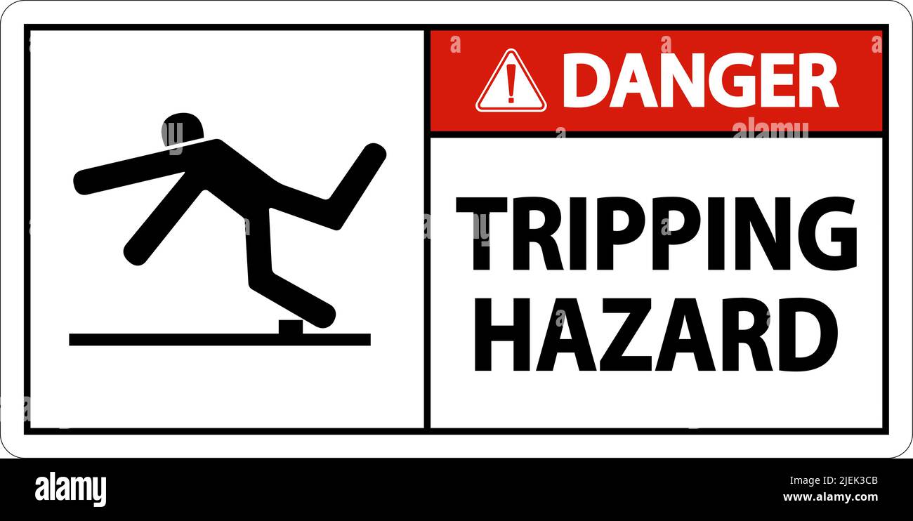 Danger Tripping Hazard Sign On White Background Stock Vector Image ...
