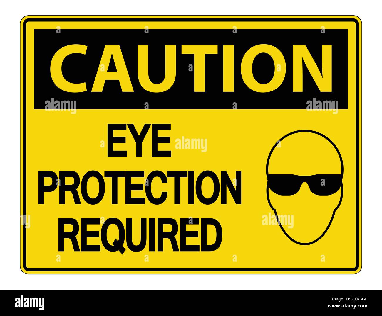 Caution Eye Protection Required Wall Sign on white background,vector ...