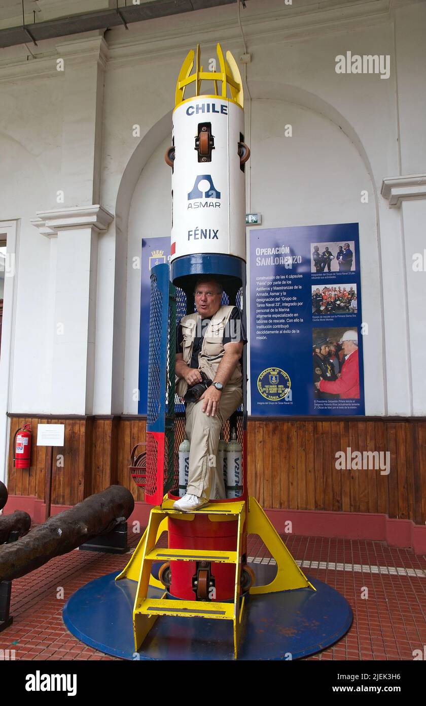 Fenix capsule at the Maritime Museum in Valparaiso, Chile. It was used ...