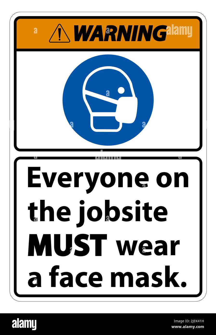 Warning Wear A Face Mask Sign Isolate On White Background Stock Vector ...