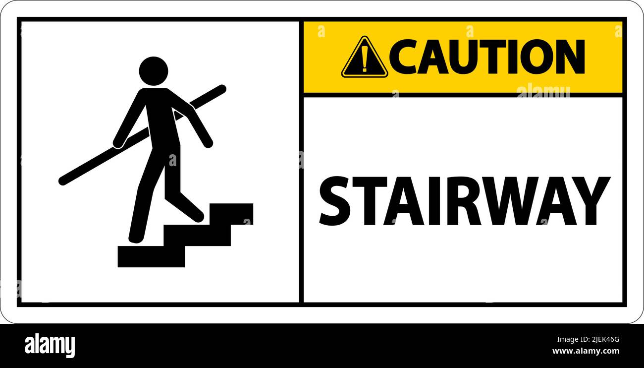Caution Stairway Sign On White Background Stock Vector Image & Art - Alamy