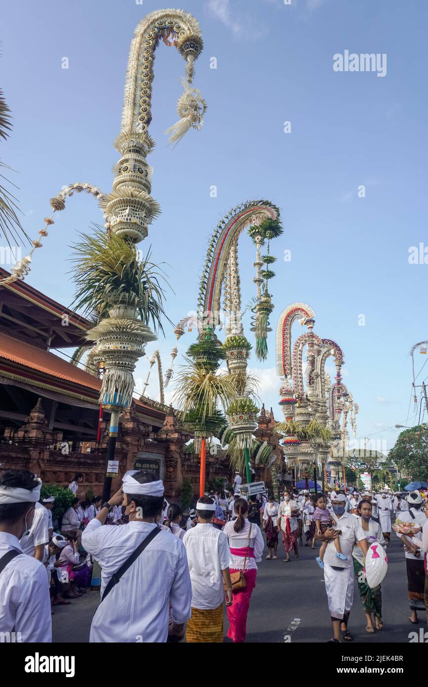 Denpasar, Indonesia. 26th June, 2022. Bamboo decorations called "penjor ...