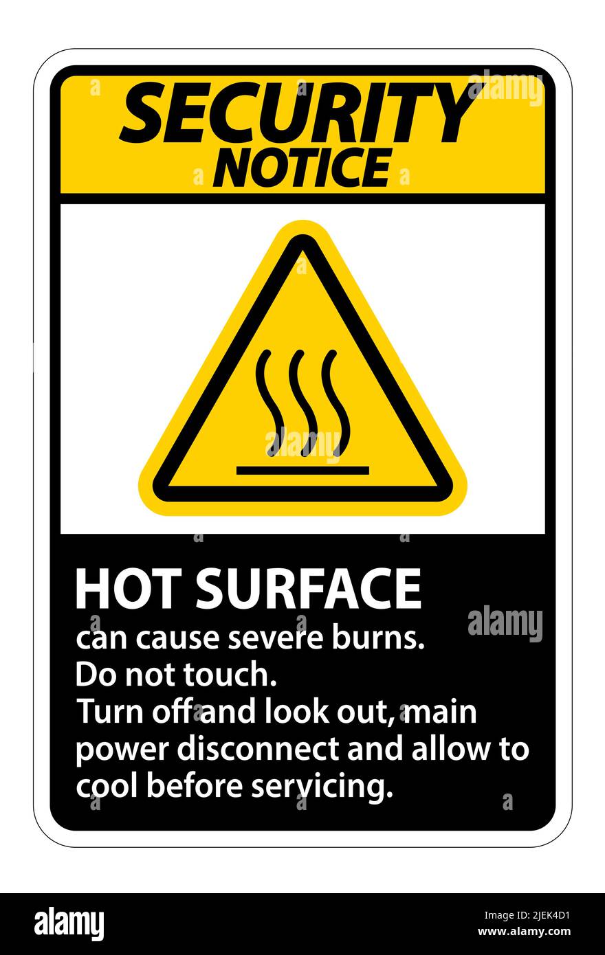 Security Notice Hot surface sign on white background Stock Vector Image ...