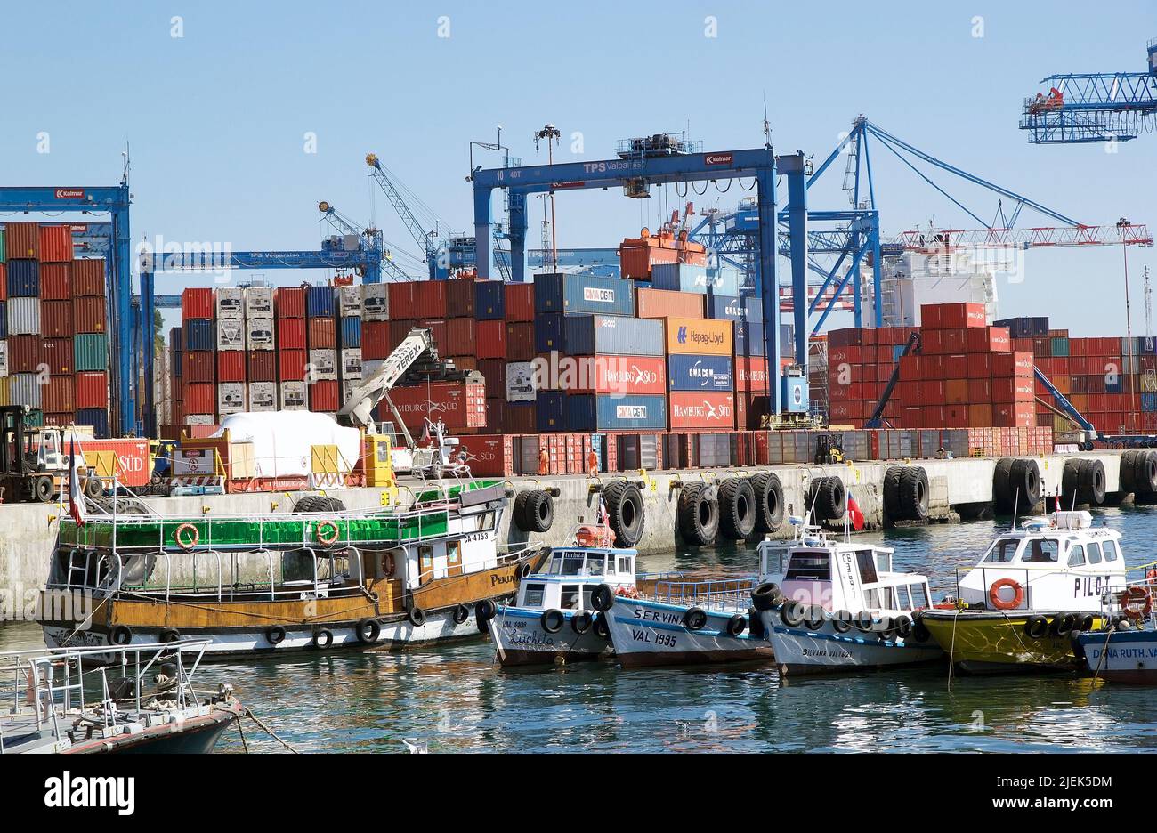 The port of Valparaiso, Chile. Valparaiso is the main container and ...