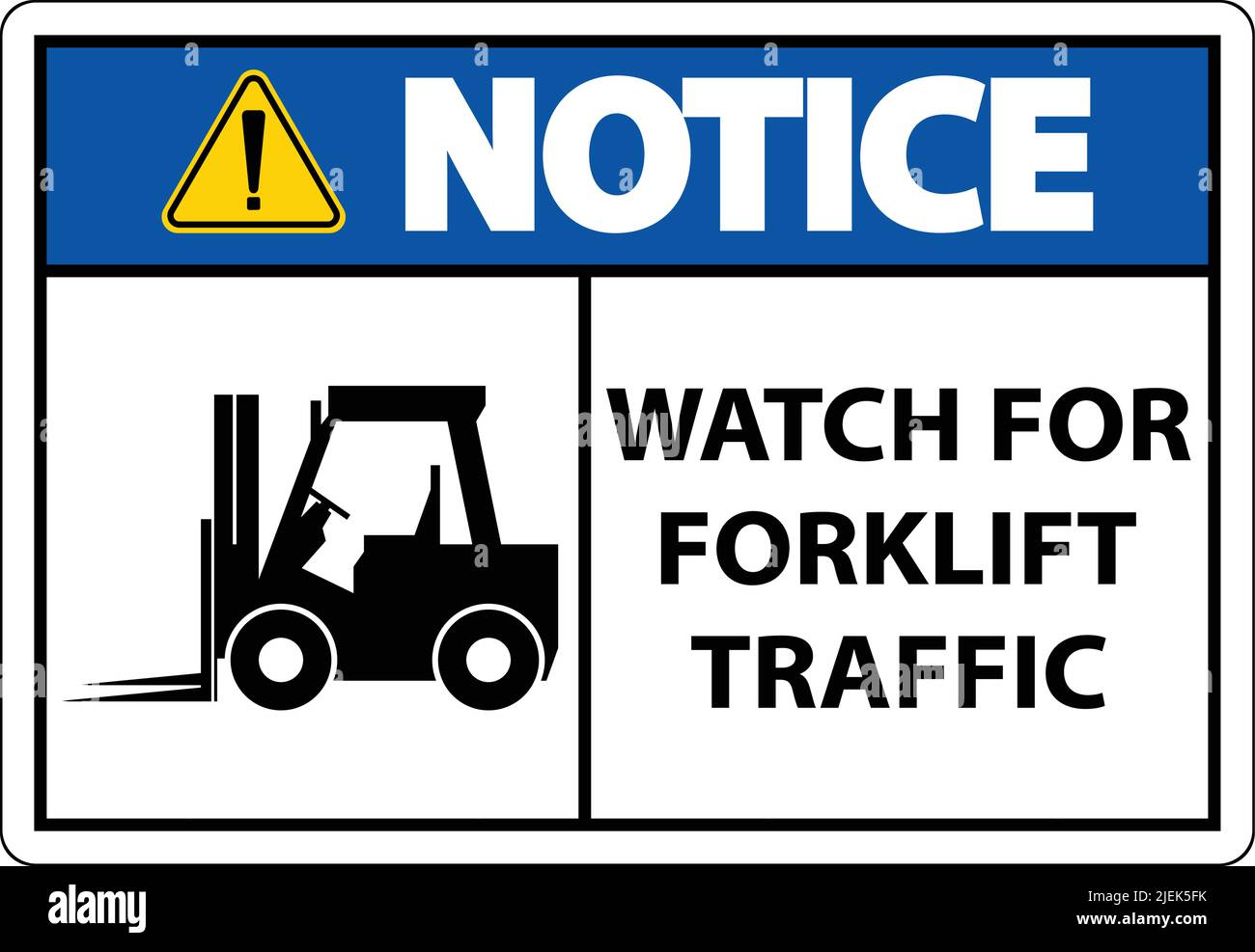 Notice 2-Way Watch For Forklift Traffic Sign On White Background Stock ...