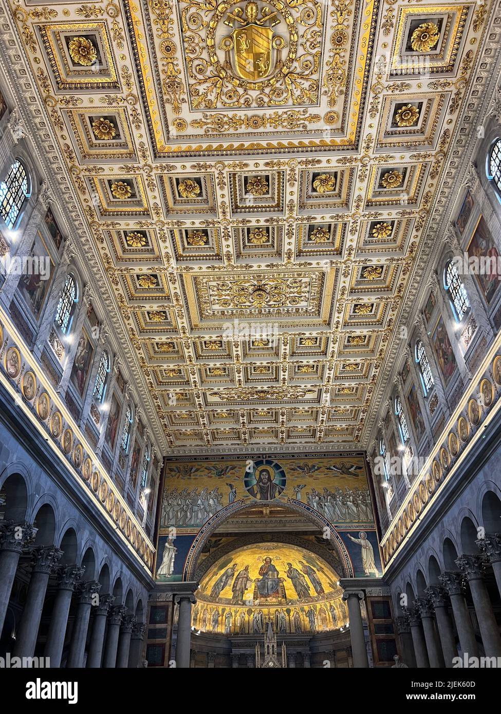 The splendid ceiling of the Basilica of Saint Paul, Rome Stock Photo ...