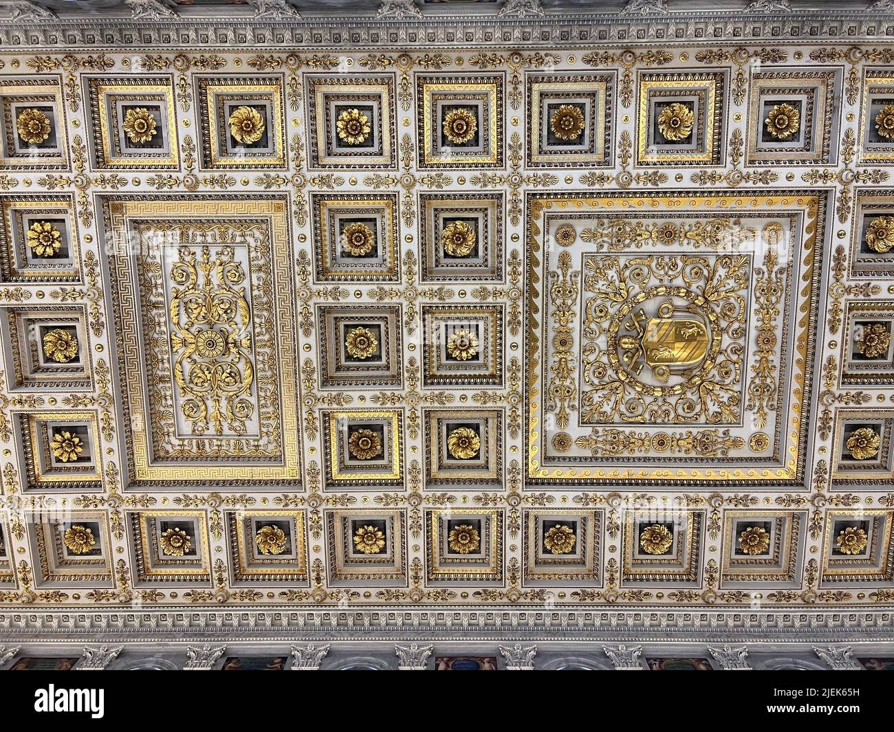 The splendid ceiling of the Basilica of Saint Paul, Rome Stock Photo ...
