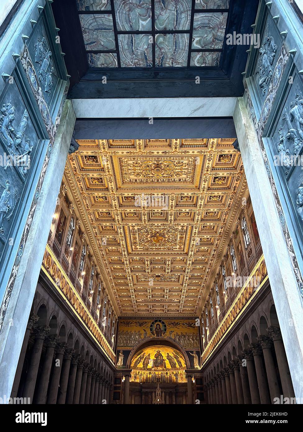 The splendid ceiling of the Basilica of Saint Paul, Rome Stock Photo ...