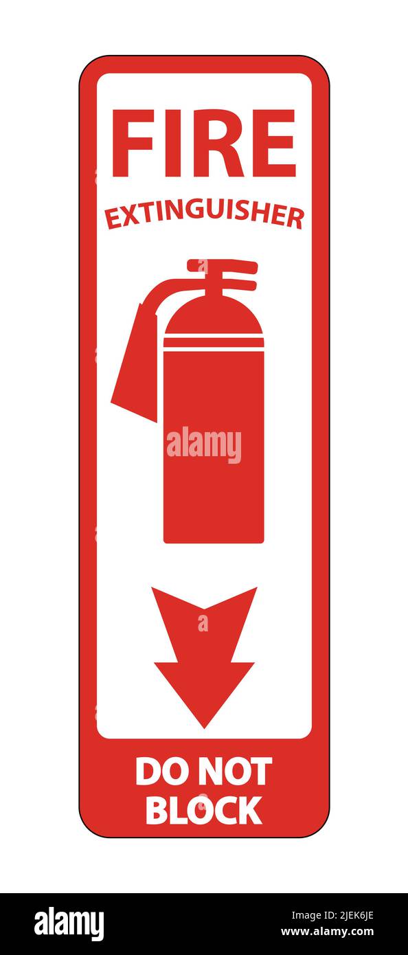 Fire Extinguisher Do Not Block sign on white background,Vector ...