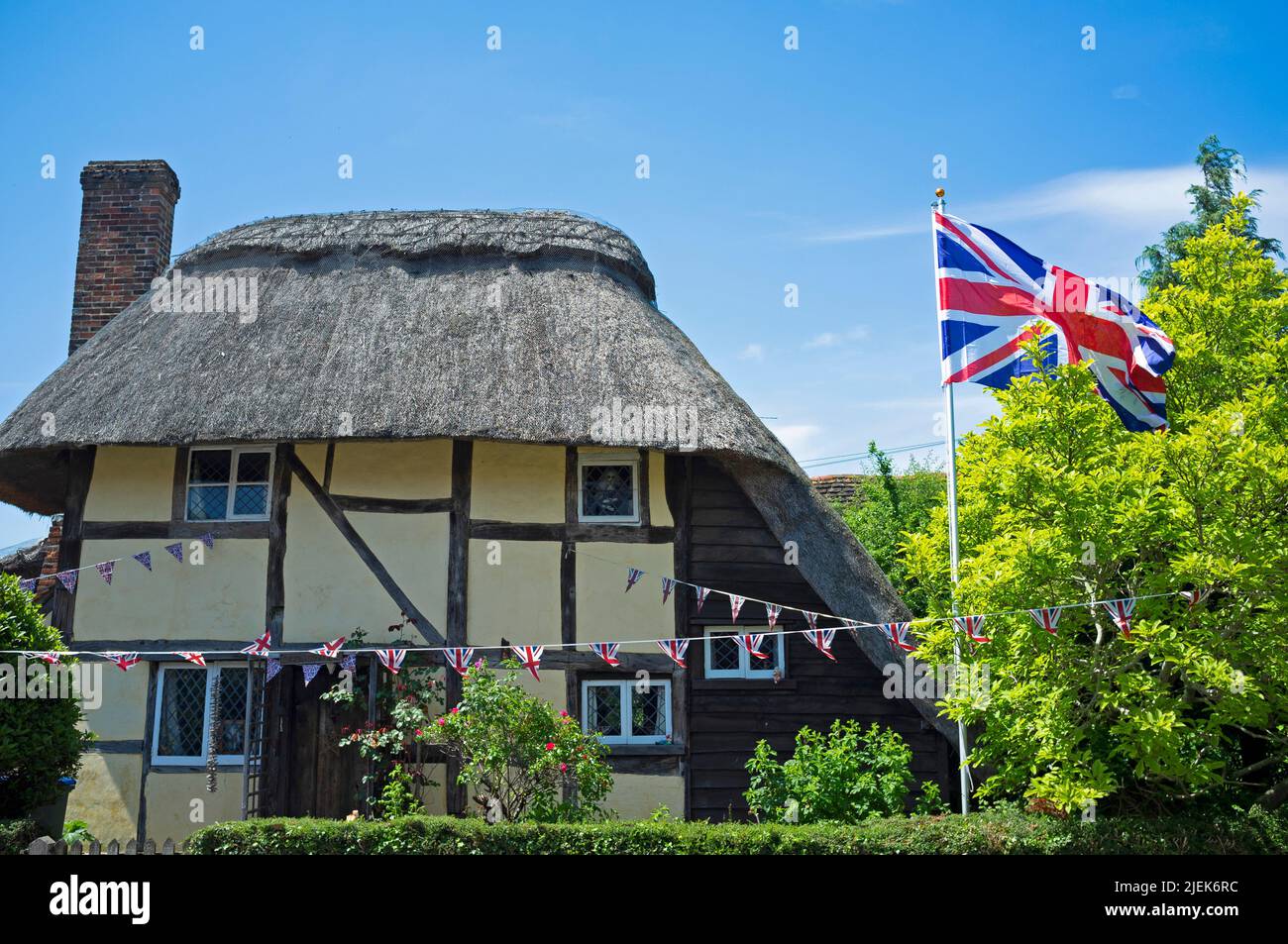Flying the flag during the queen's Platinum Jubilee in the village of ...