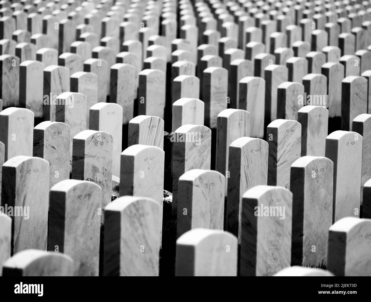 Military cemetery in the United States with headstones for soldiers ...