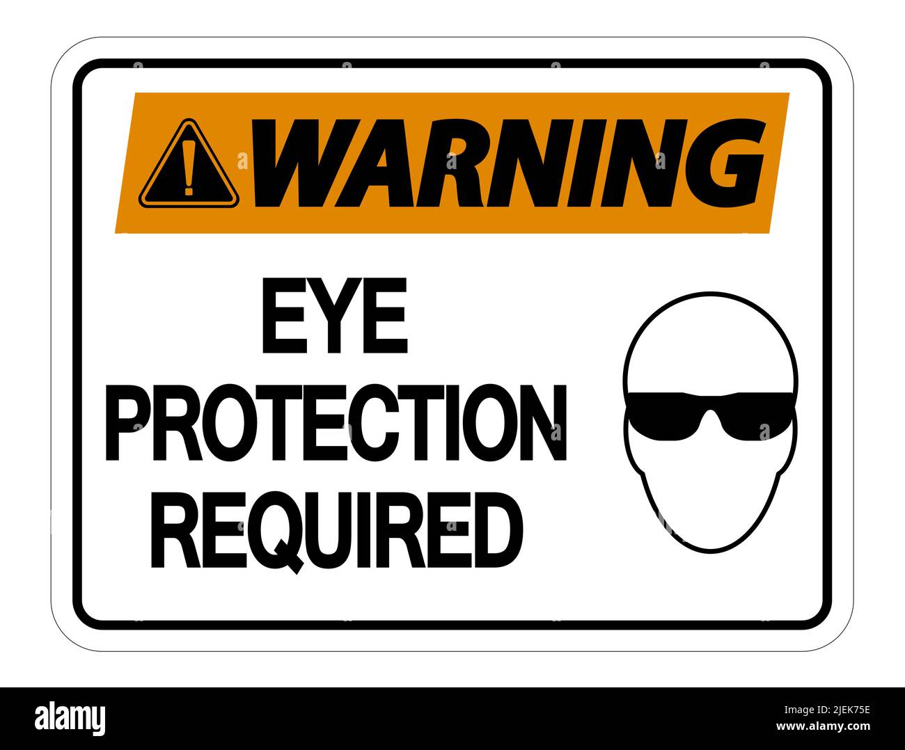 Warning Eye Protection Required Wall Sign on white background,vector ...