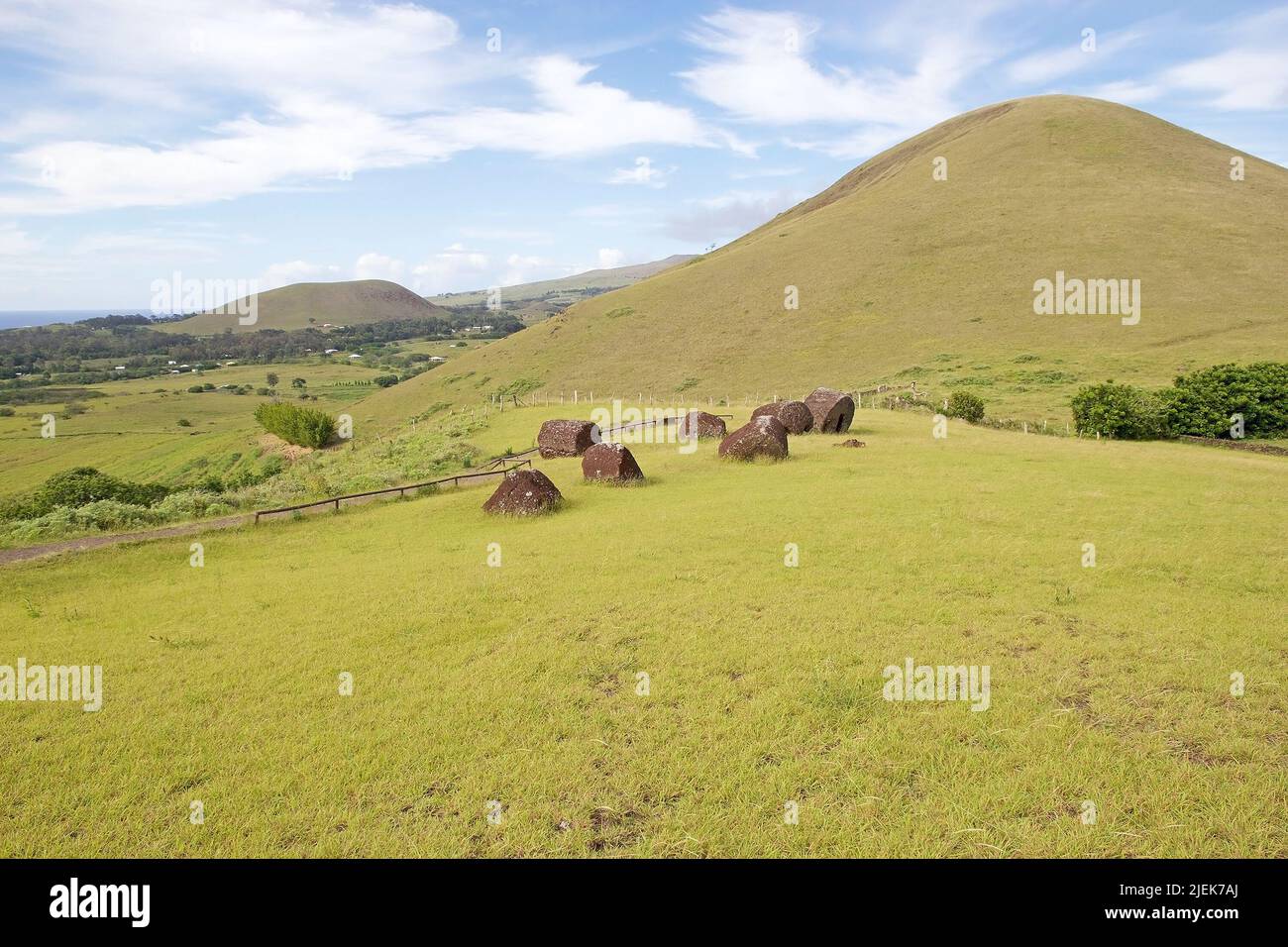 Puna Pau, Easter island, Chile. Puna Pau is a quarry in a small crater ...