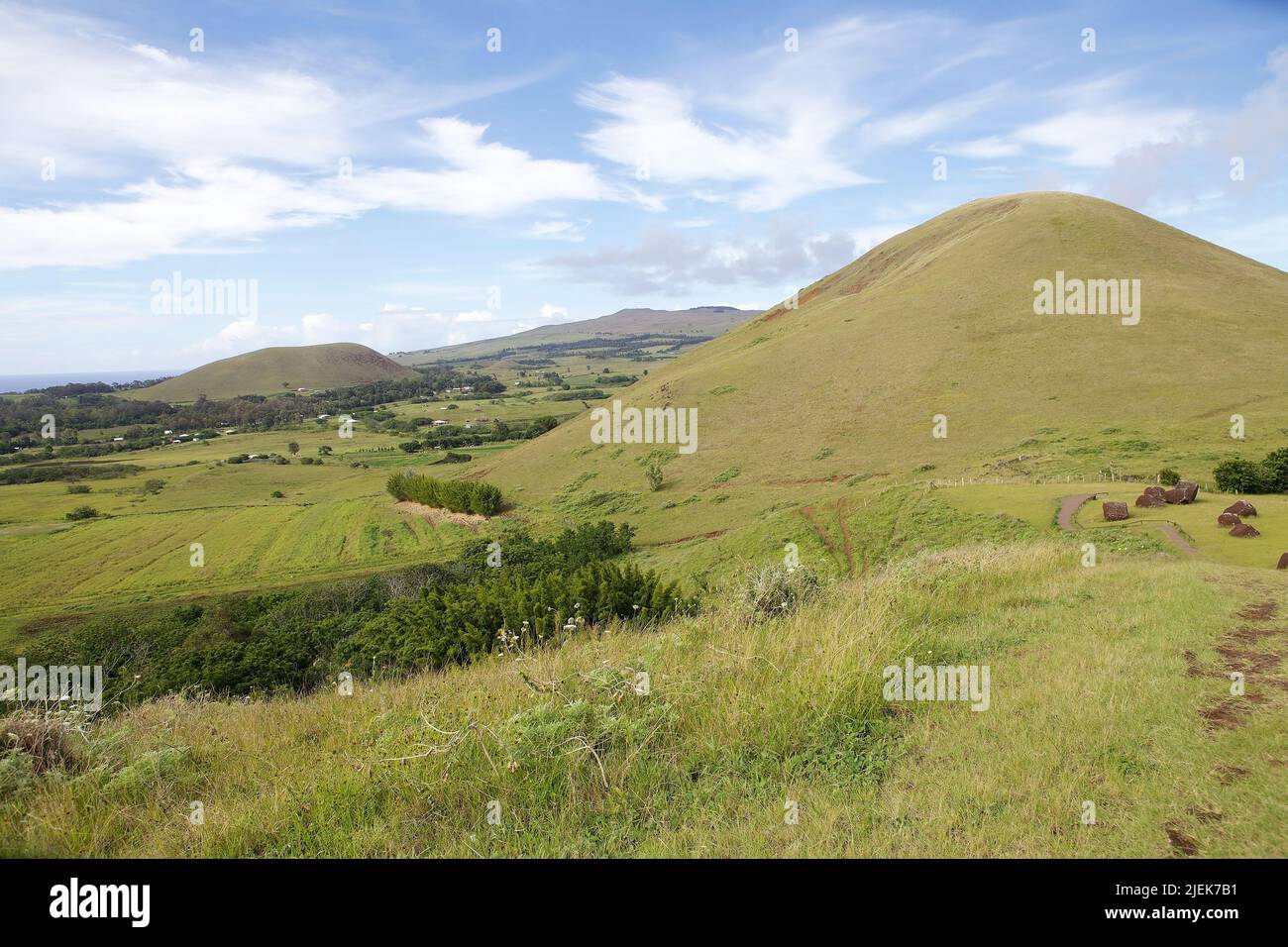 Puna Pau, Easter island, Chile. Puna Pau is a quarry in a small crater ...