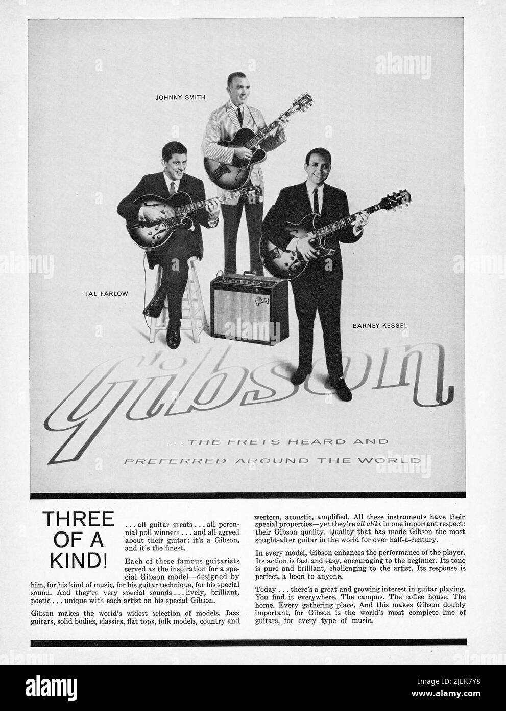 An full page Gibson Guitar ad from a 1965 music magazine featuring jazz ...