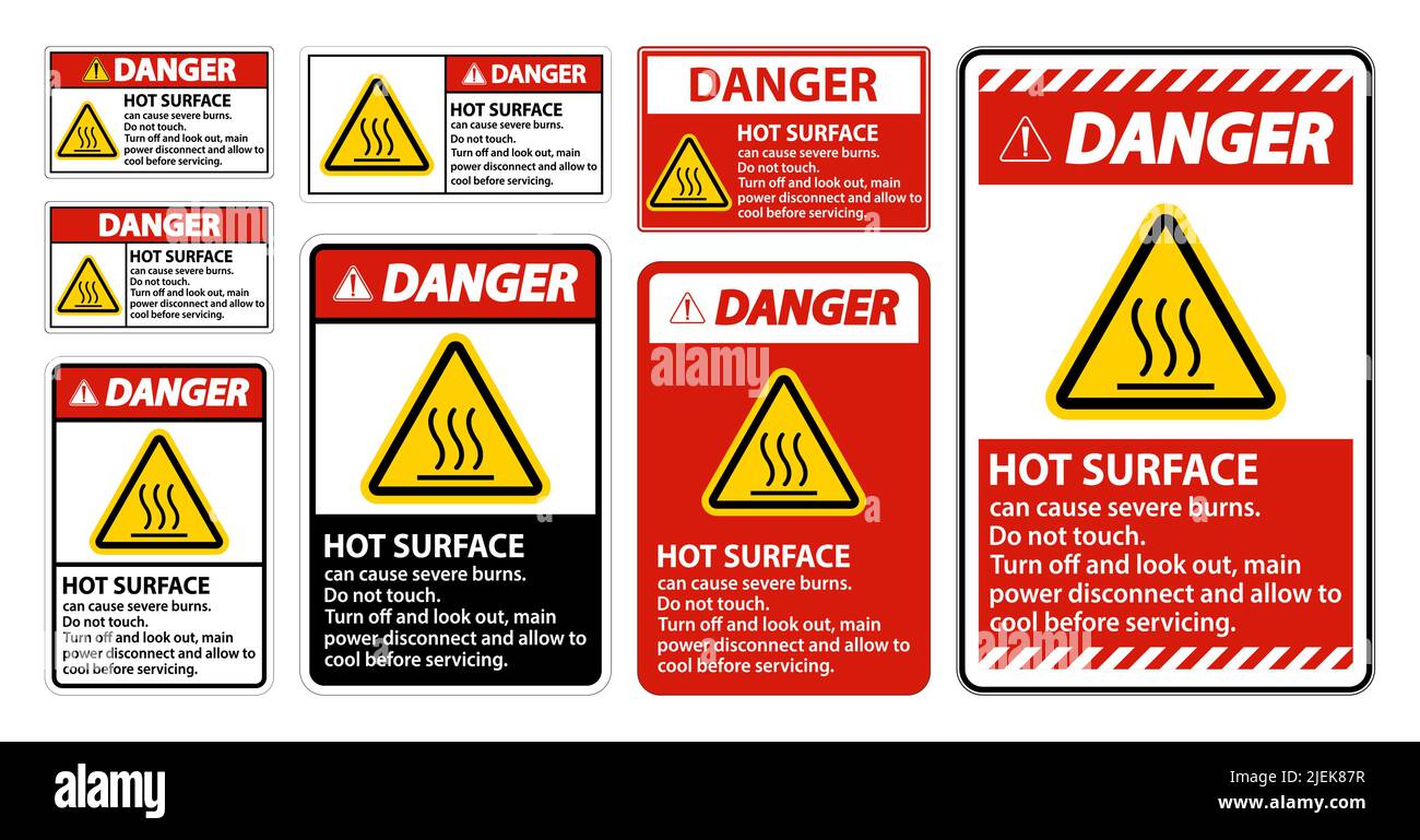 Danger Hot surface sign on white background Stock Vector Image & Art ...