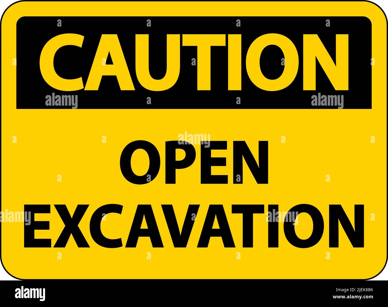 Caution Open Excavation Sign On White Background Stock Vector Image ...