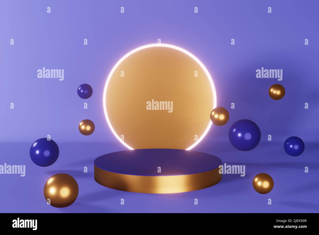 Purple neon cylinder podium stage 3d render. Glowing pedestal design ...