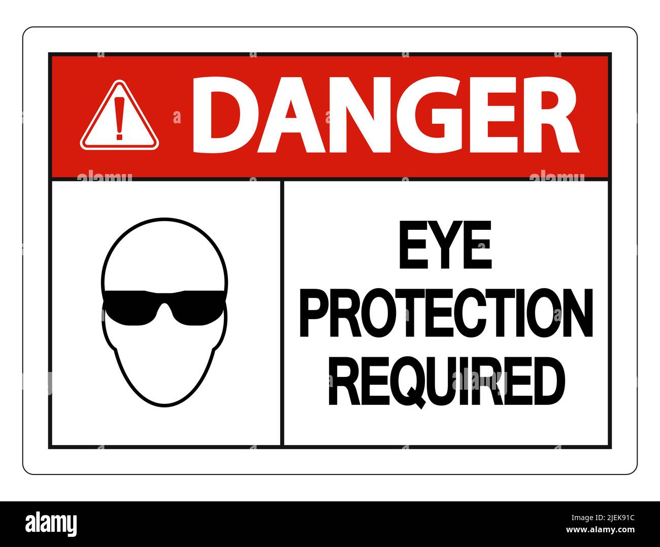 Danger Eye Protection Required Wall Sign on white background,vector ...
