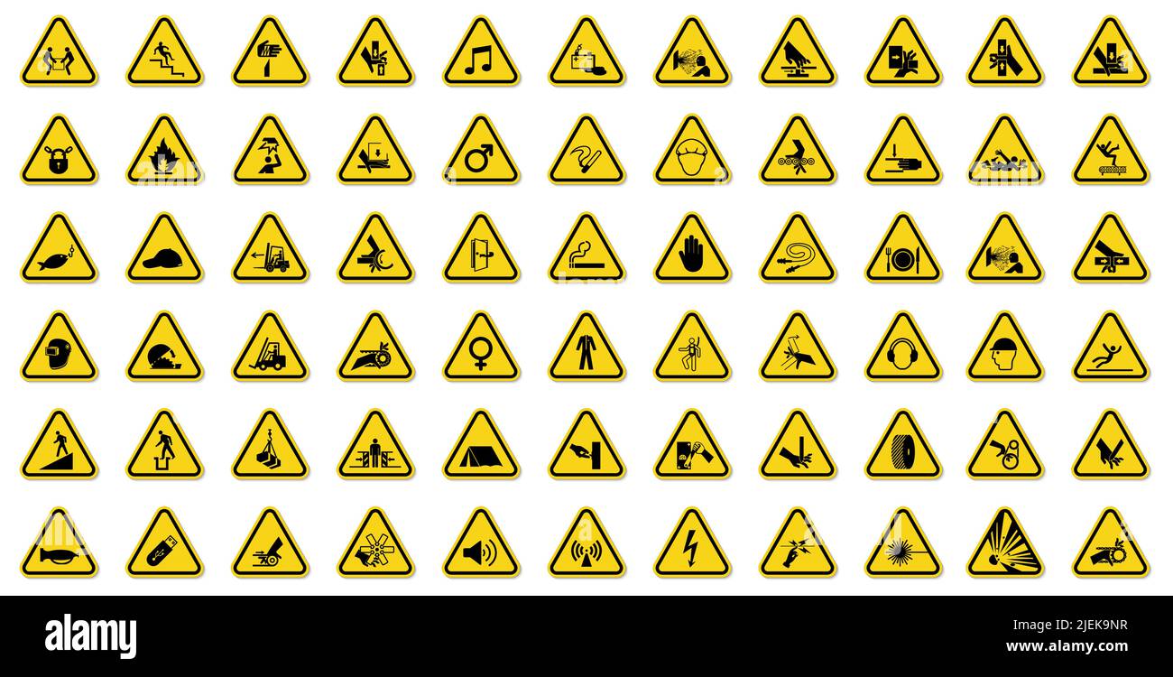 Warning Hazard Symbols labels Sign Isolate on White Background,Vector ...