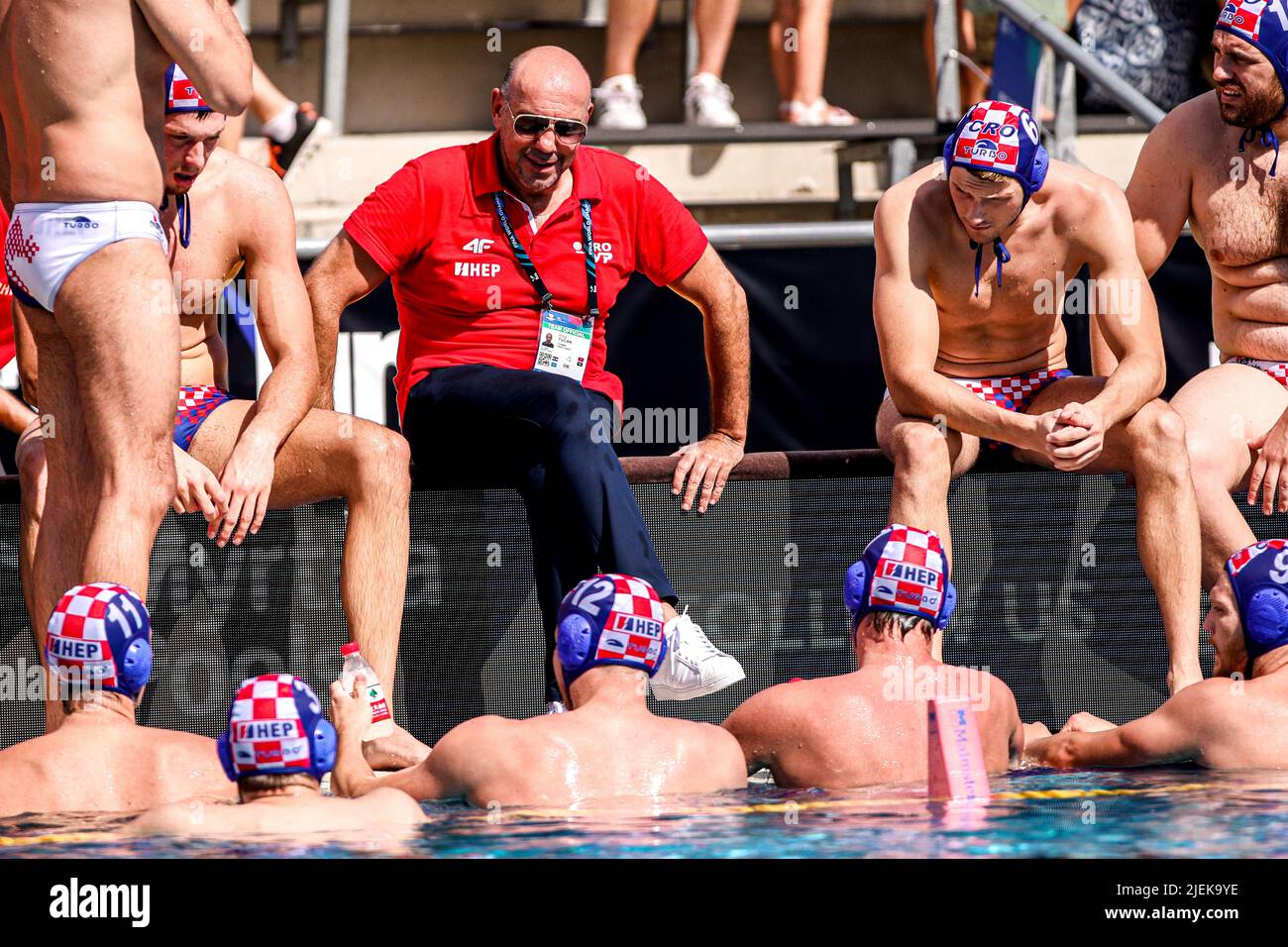 BUDAPEST, HUNGARY - JUNE 27: head coach Ivica Tucak of Croatia, Luka ...