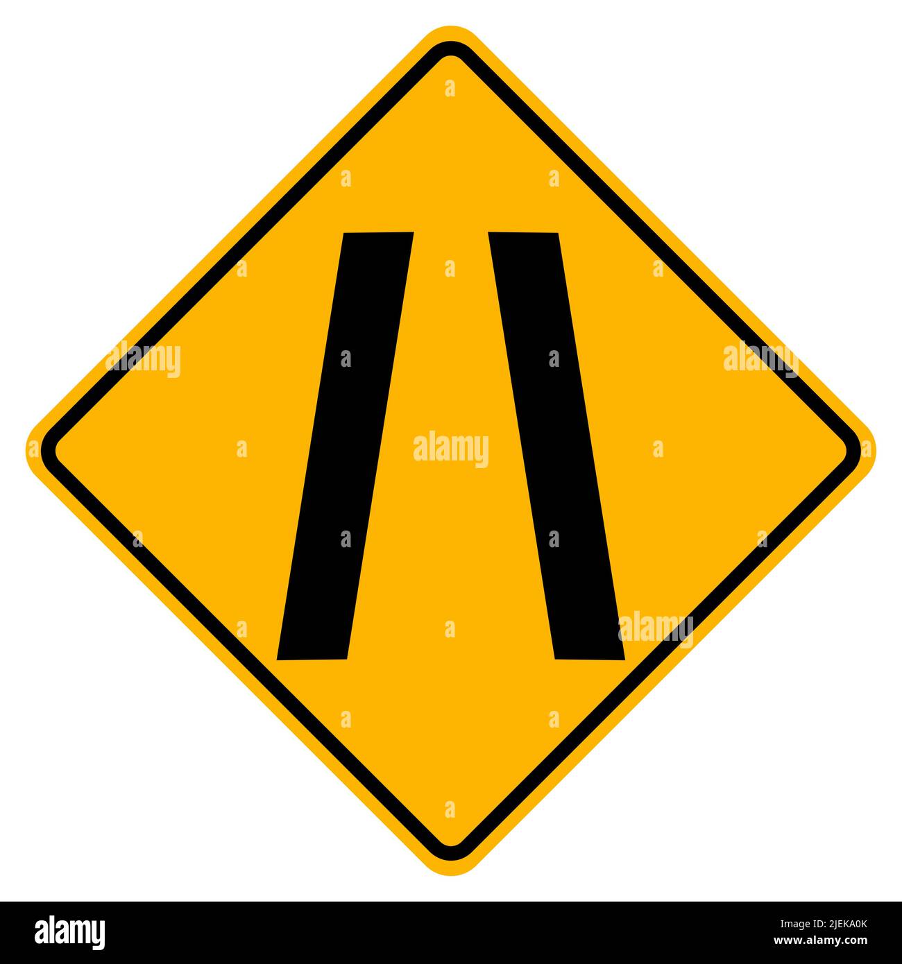 Narrowing Traffic Road Symbol Sign Isolate on White Background,Vector ...