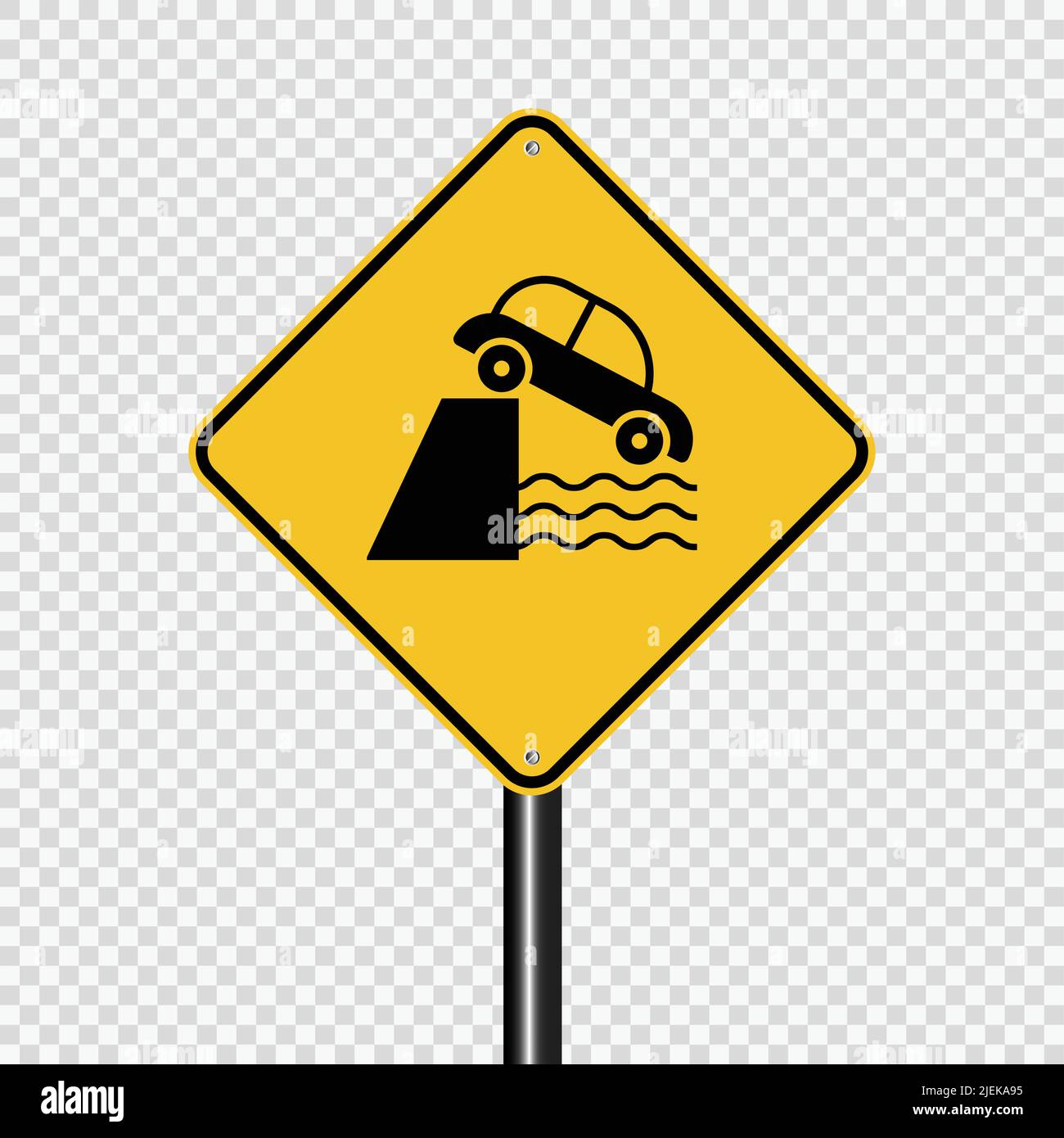 caution cliff ahead sign on transparent background,vector illustration ...