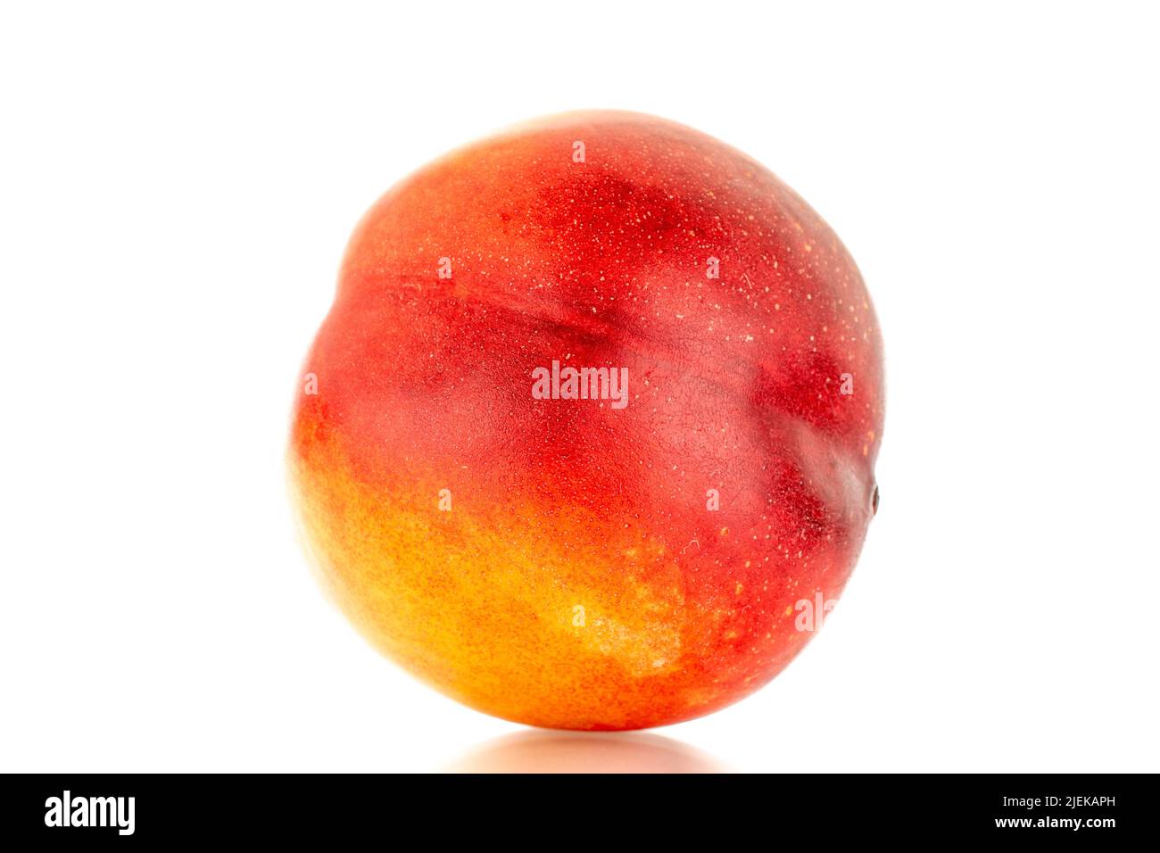 One juicy nectarine, close-up, isolated on a white background Stock ...