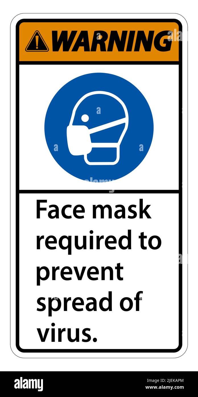 Warning Face mask required to prevent spread of virus sign on white ...