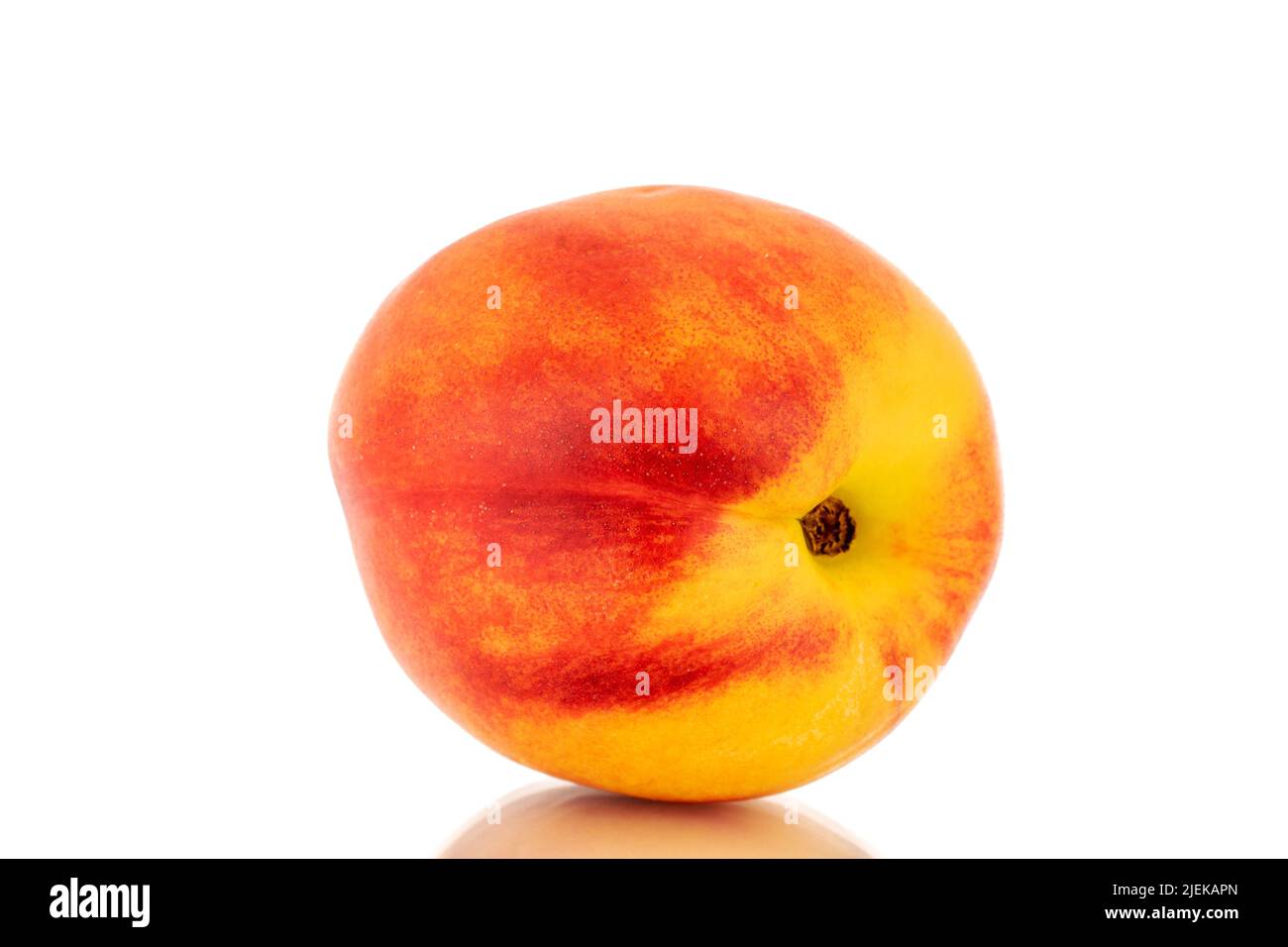 One juicy nectarine, close-up, isolated on a white background Stock ...