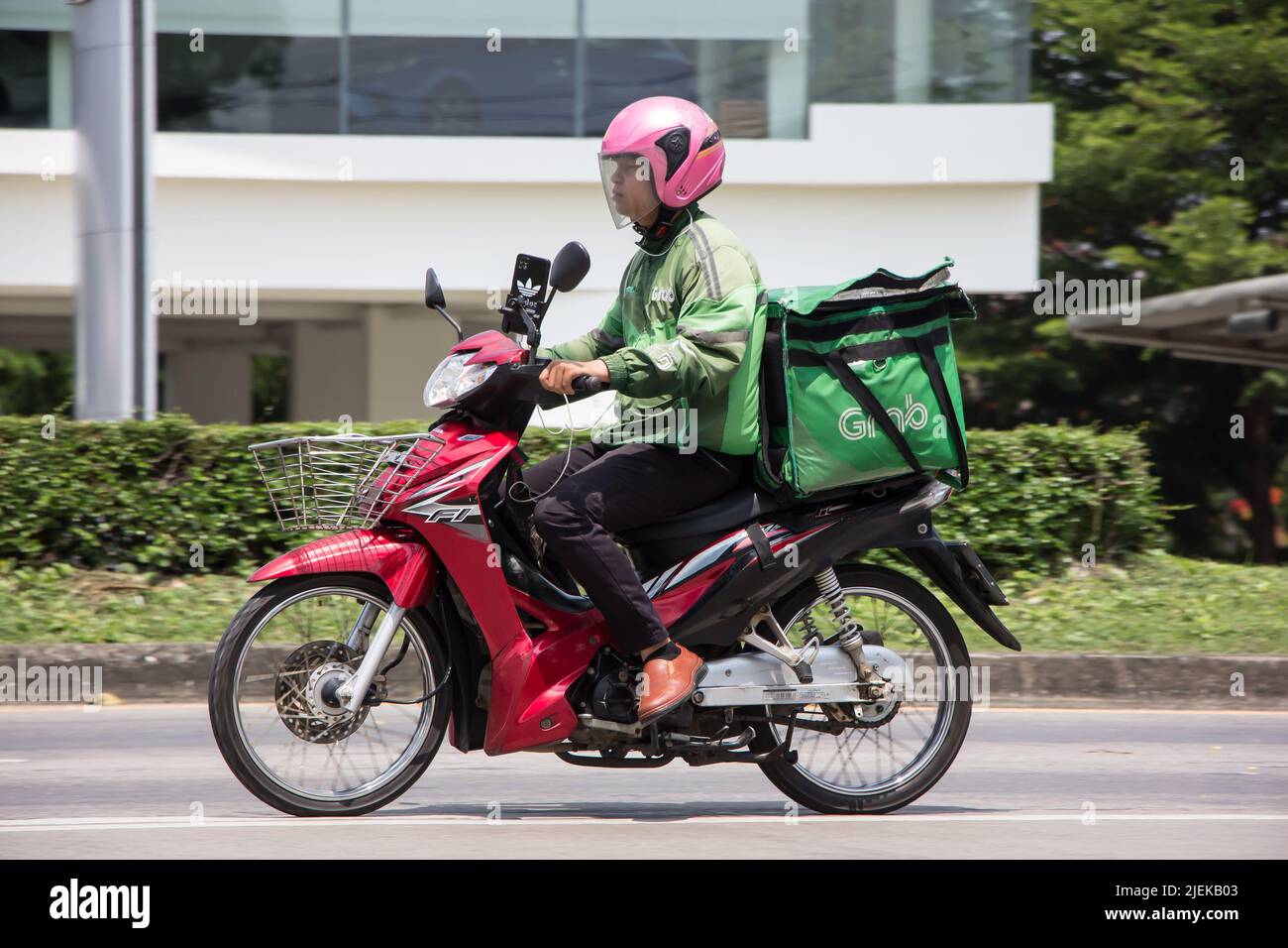 Chiangmai, Thailand - April 21 2022: Delivery service man ride a ...